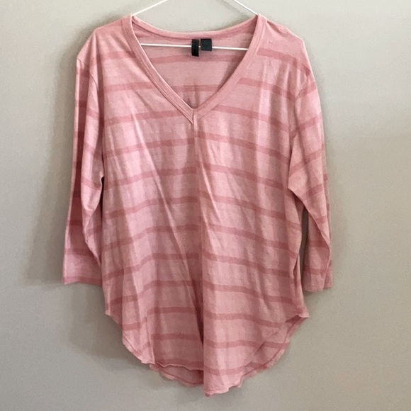 Anthropologie | Tops | Like New Anthropology Left Of Center Pink Stripe ...